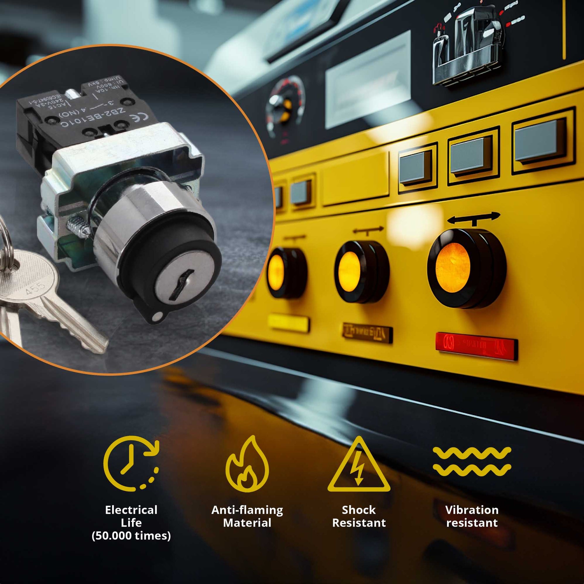 Shopcorp 2 Position Maintained Selector Rotary Key Switch, Self-Lock ...