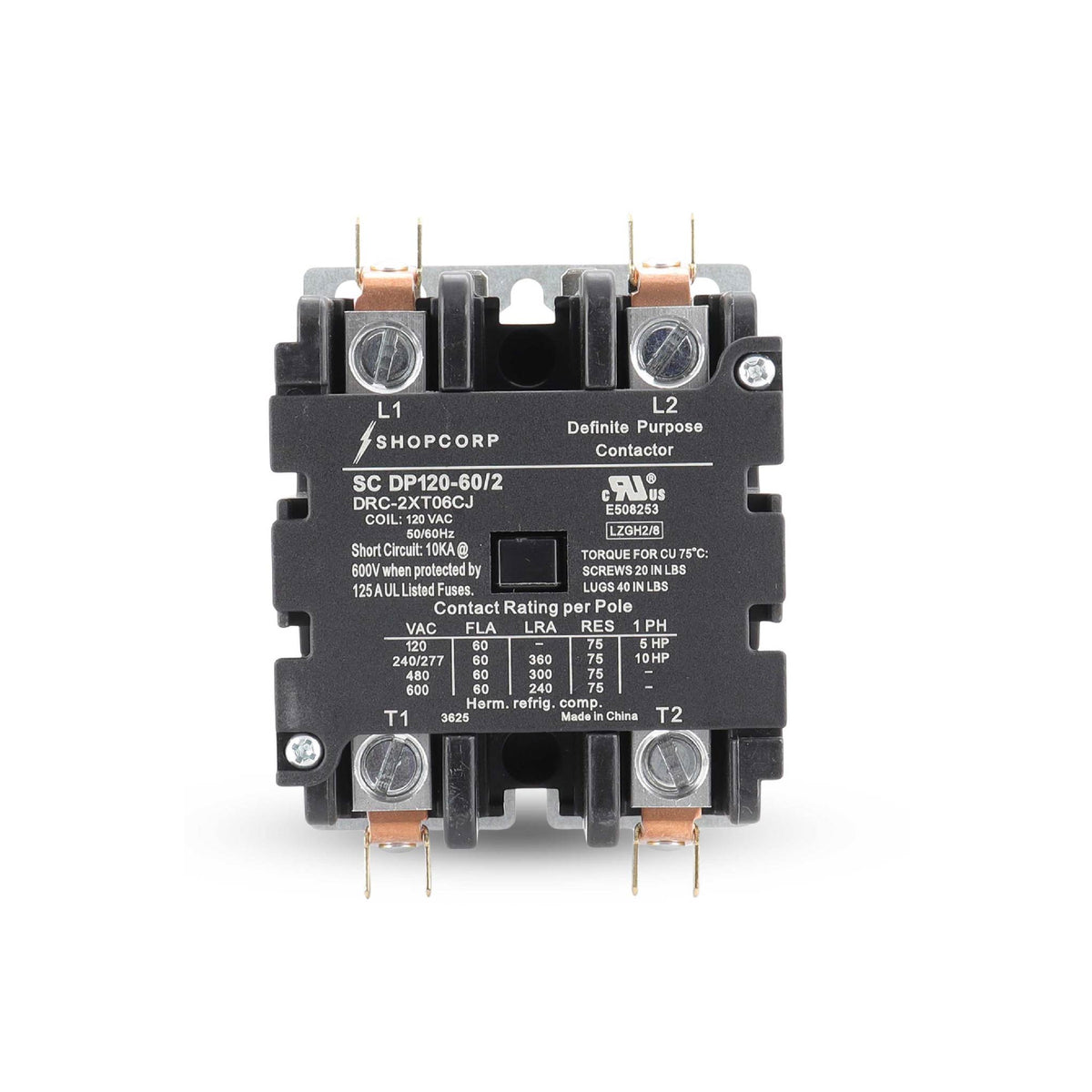 60A 2 Pole Definite Purpose Contactor | UL Listed 120V Coil Shopcorp ...
