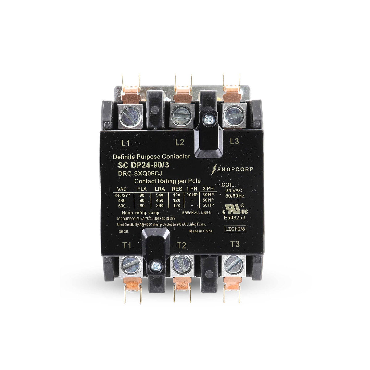 90A 3 Pole Definite Purpose Contactor | UL Listed 24V Coil Shopcorp ...