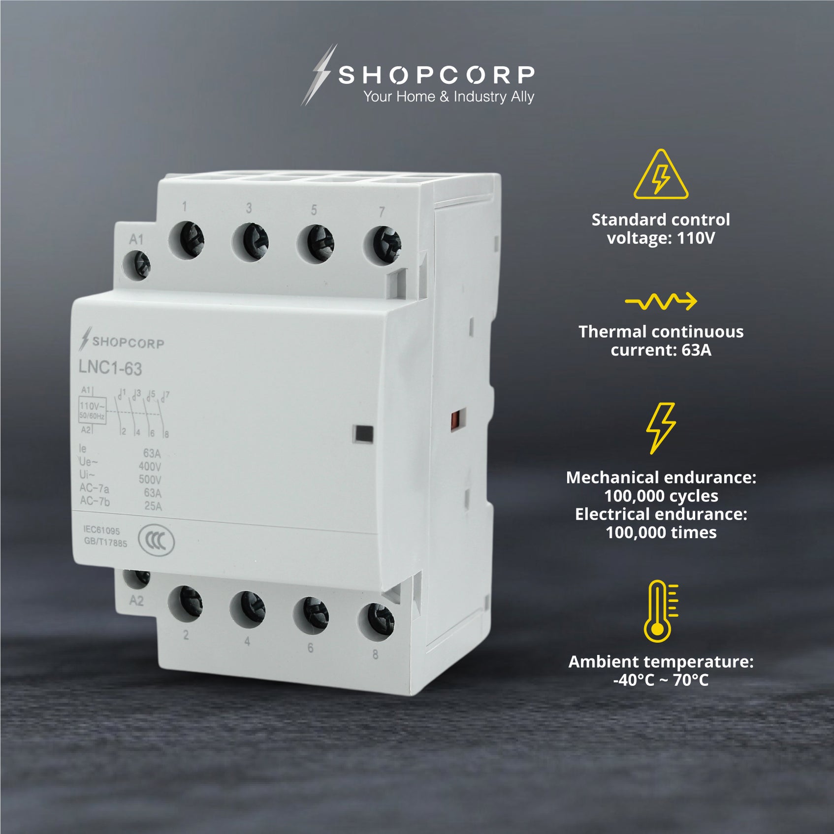 Contactor 63A, 400V, 110/120VAC, 4 Pole, — ContactorDepot.com