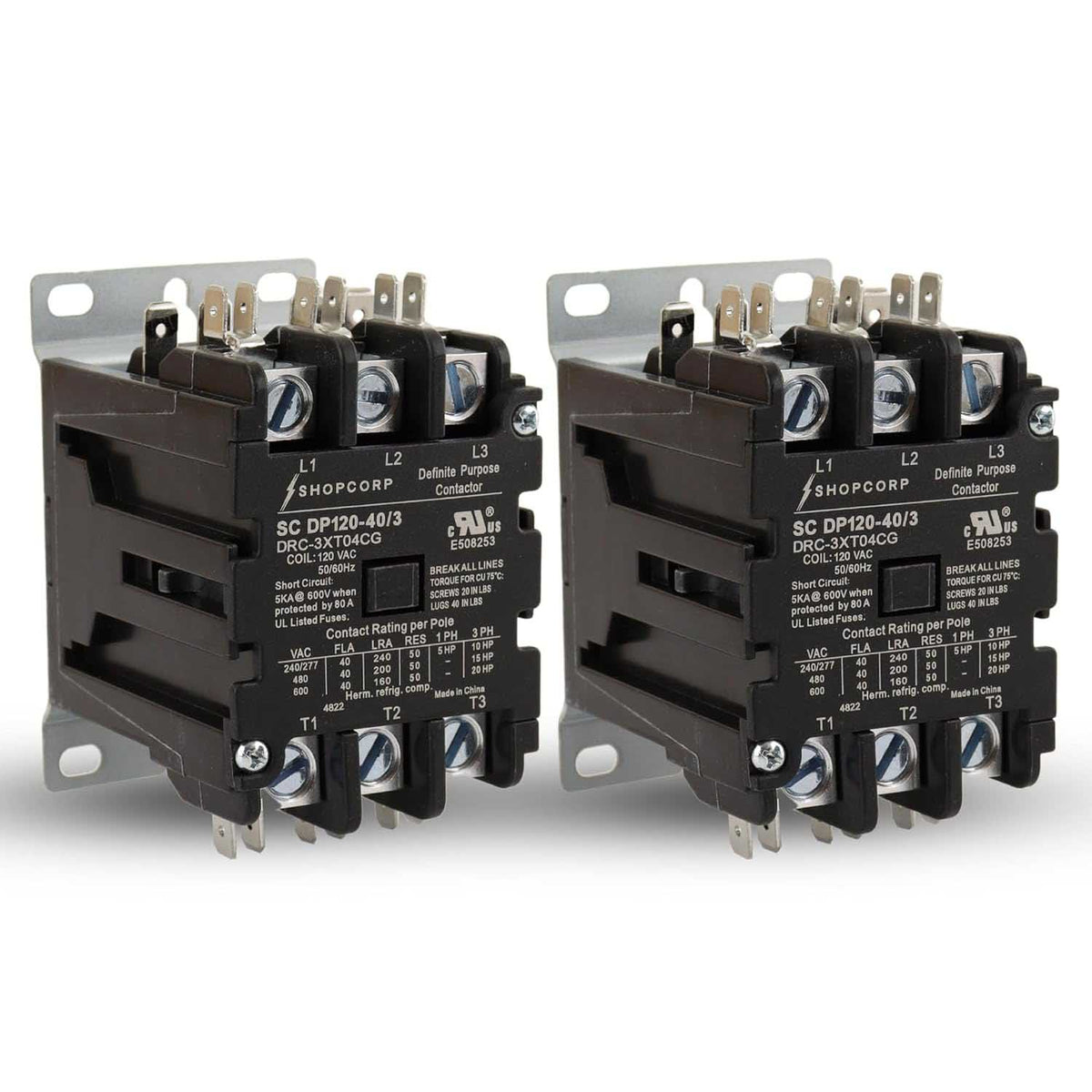 Definite Purpose Magnetic Contactor, 3 Pole Normally Open, 110/120V ...