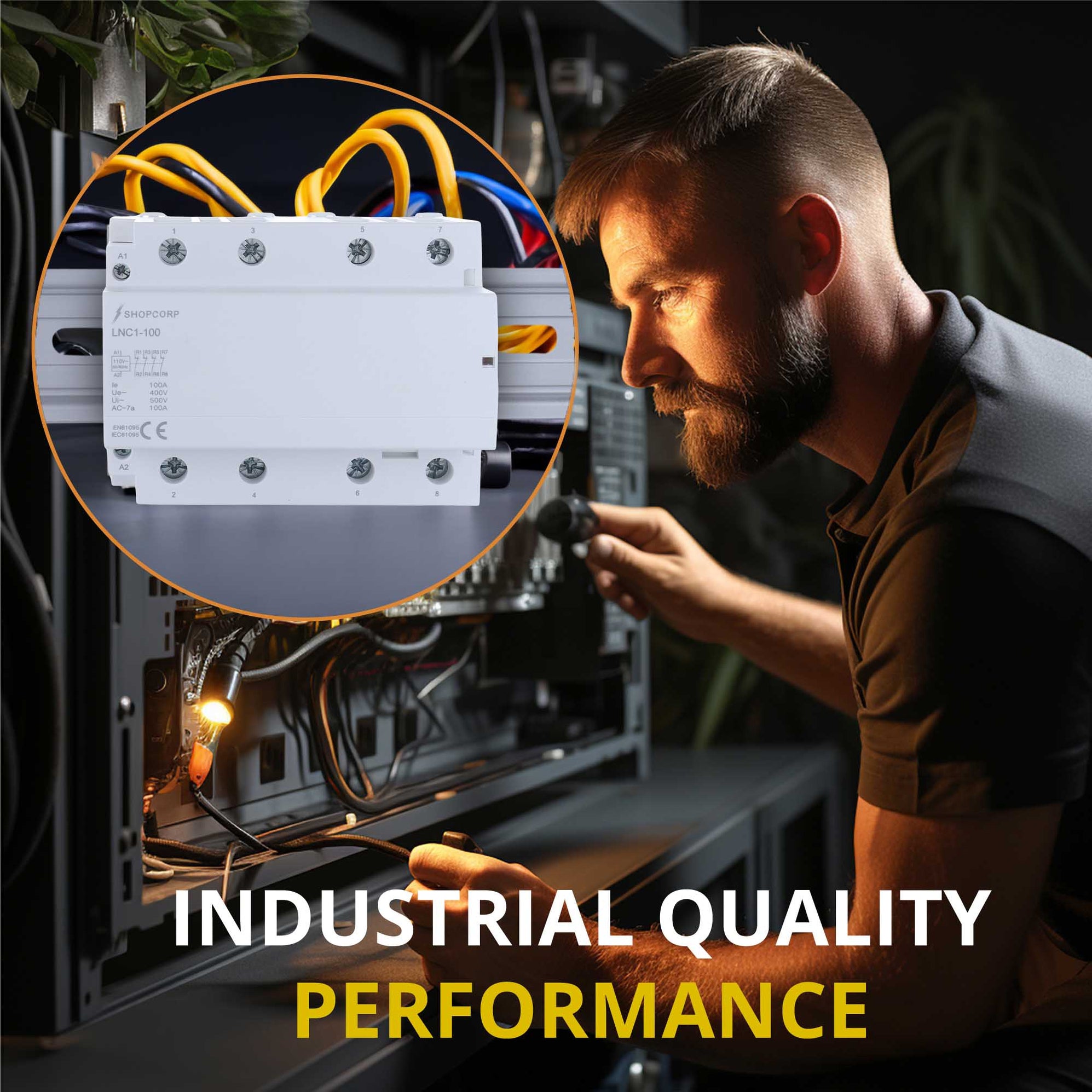 Contactor, 4 Pole Normally Closed, 110/120V, 100A + Aluminum DIN Rail ...