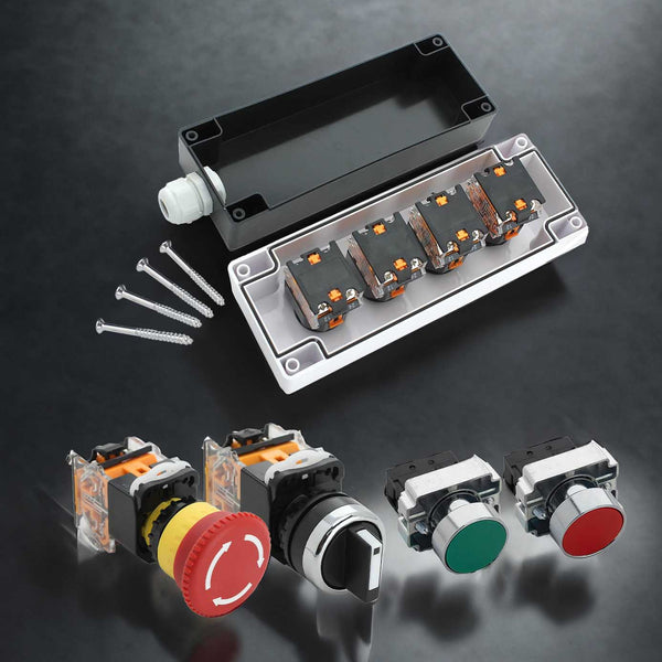 Control Station Box Set, Includes 3 Push Buttons and Rotary Switch ...