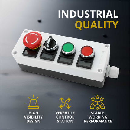 Control Station Box Set, Includes 3 Push Buttons and Rotary Switch ...
