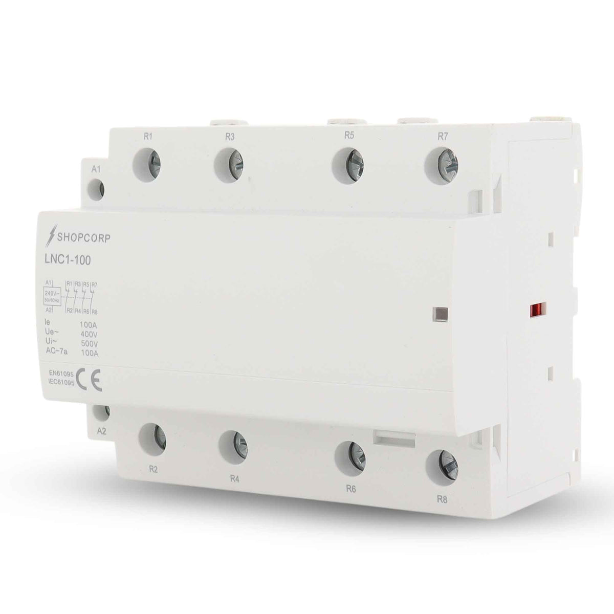 Contactor, 4 Pole Normally Closed, 220/2400V, 100A + Aluminum DIN Rail ...