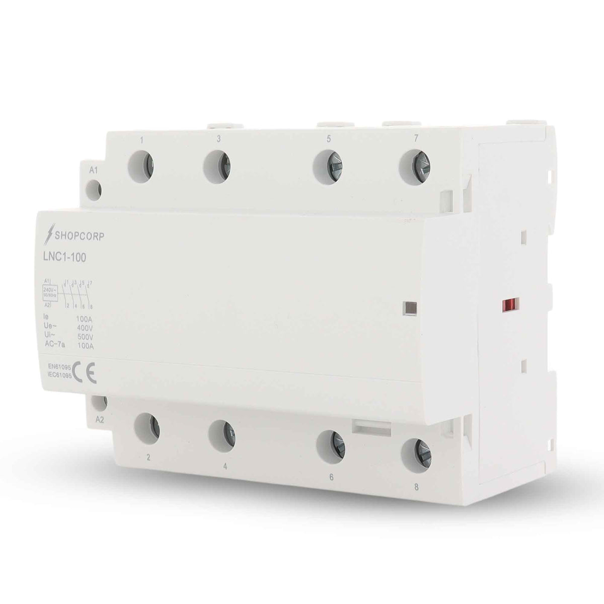 Contactor, 4 Pole Normally Open, 240VAC, 100A + Aluminum DIN Rail + 2 ...