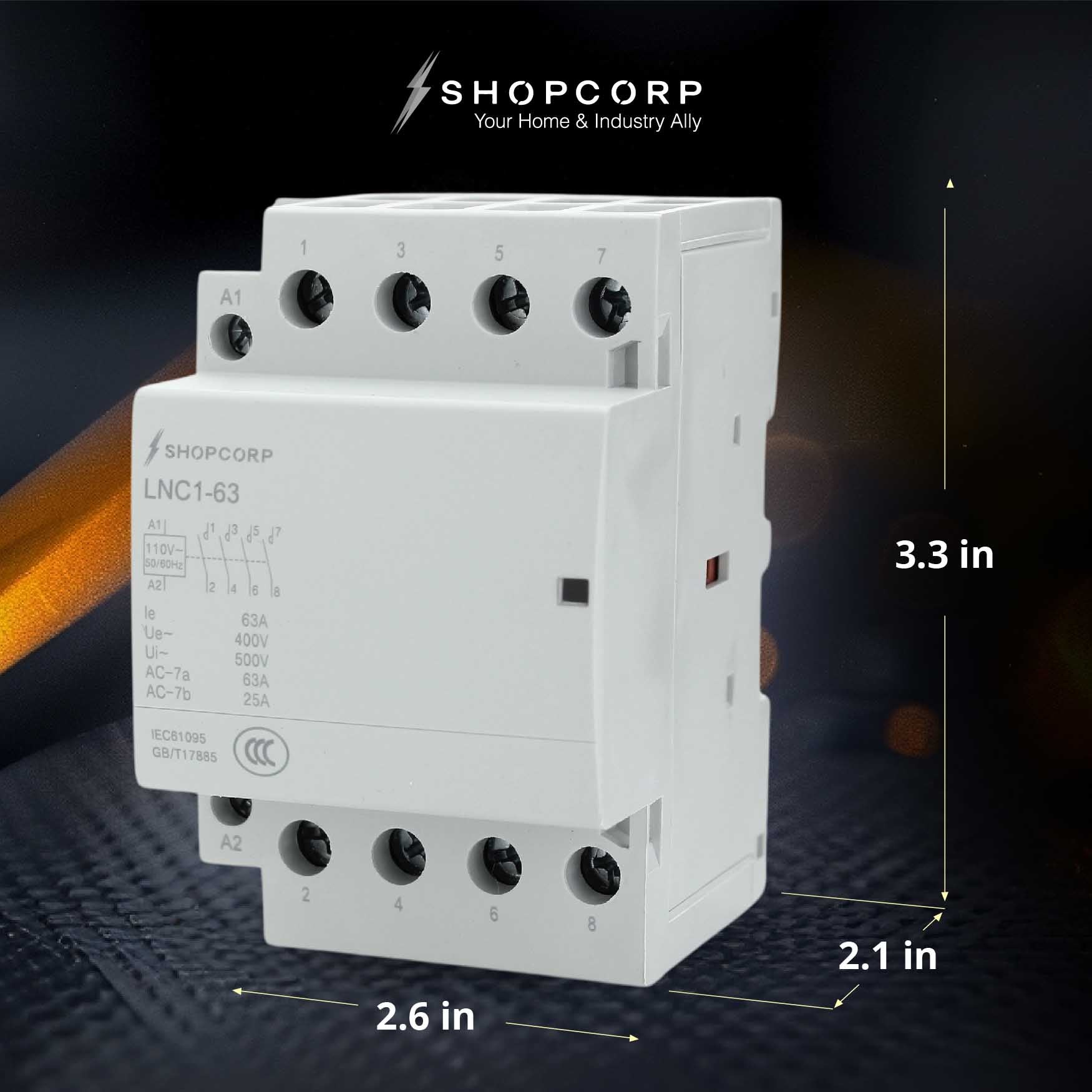 Contactor, 4 Pole Normally Open, General Purpose, 110/120V, 63A ...