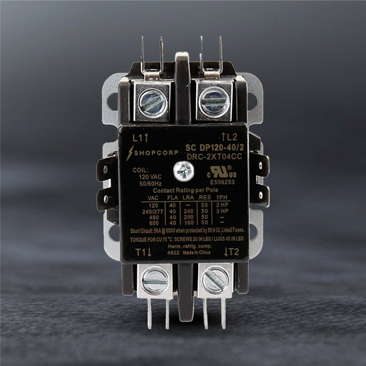 Contactor 40A, 600V, 24V, 2 Pole, Inductive 40A/Resistive 50A ...