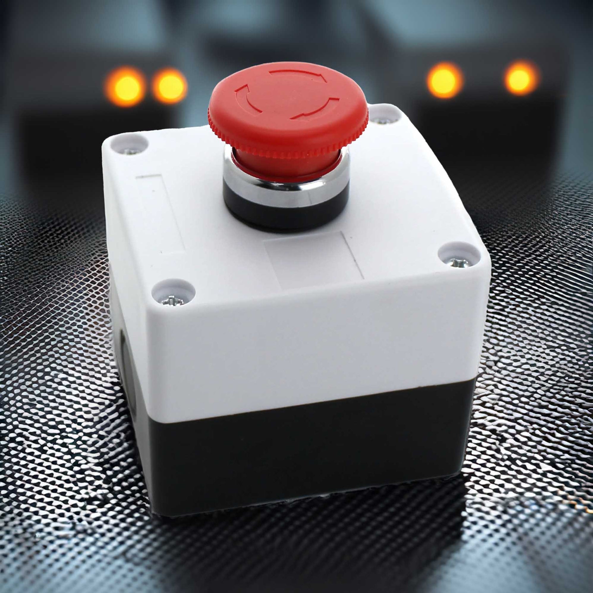 Mushroom Head Stay-put Push Button, Red w/ Control Station Box ...