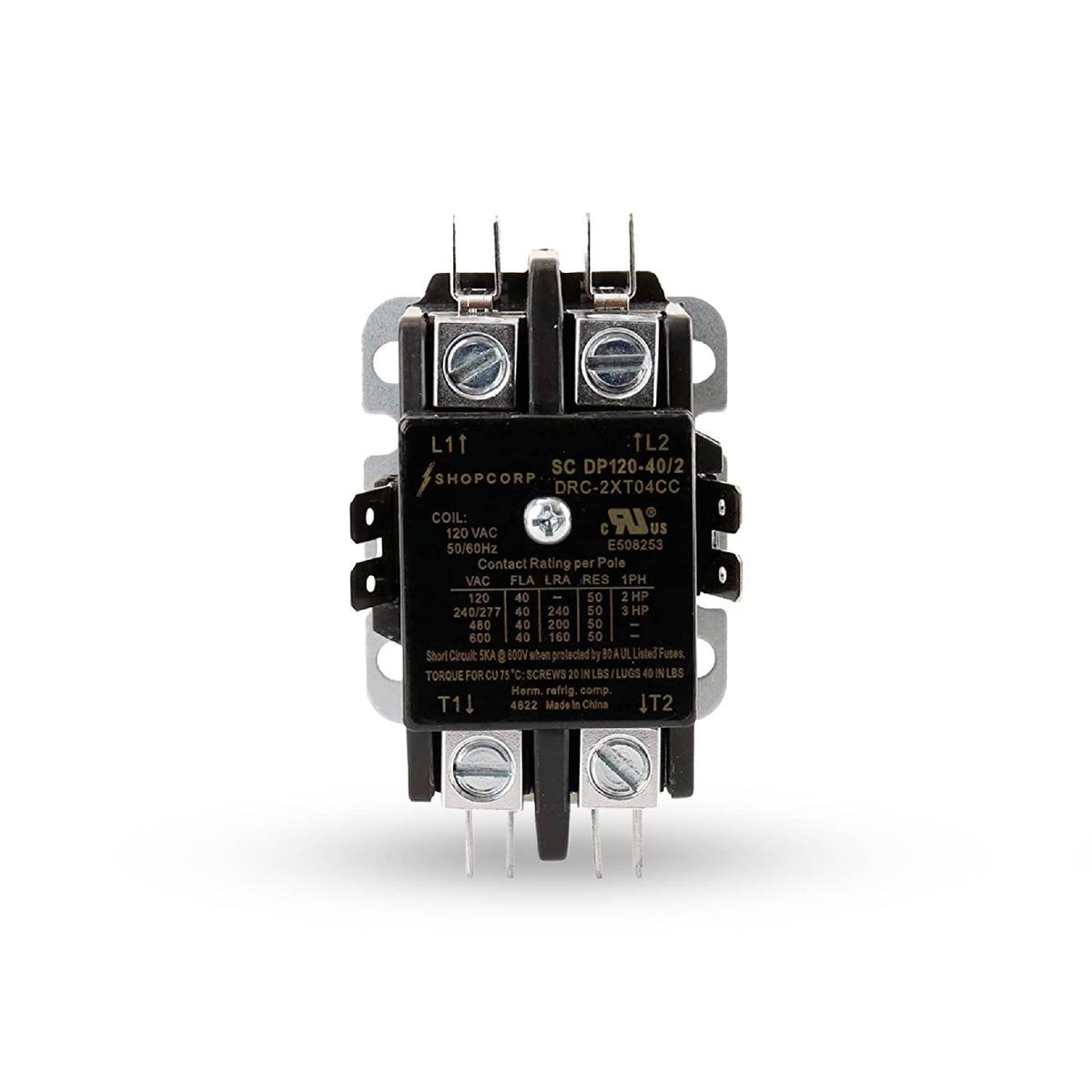 Definite Purpose Magnetic Contactor, 2 Pole Normally Open, 110/120V ...