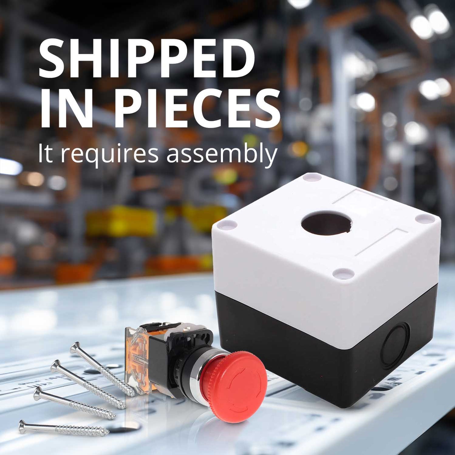 Mushroom Head Stay-put Push Button, Red w/ Control Station Box ...