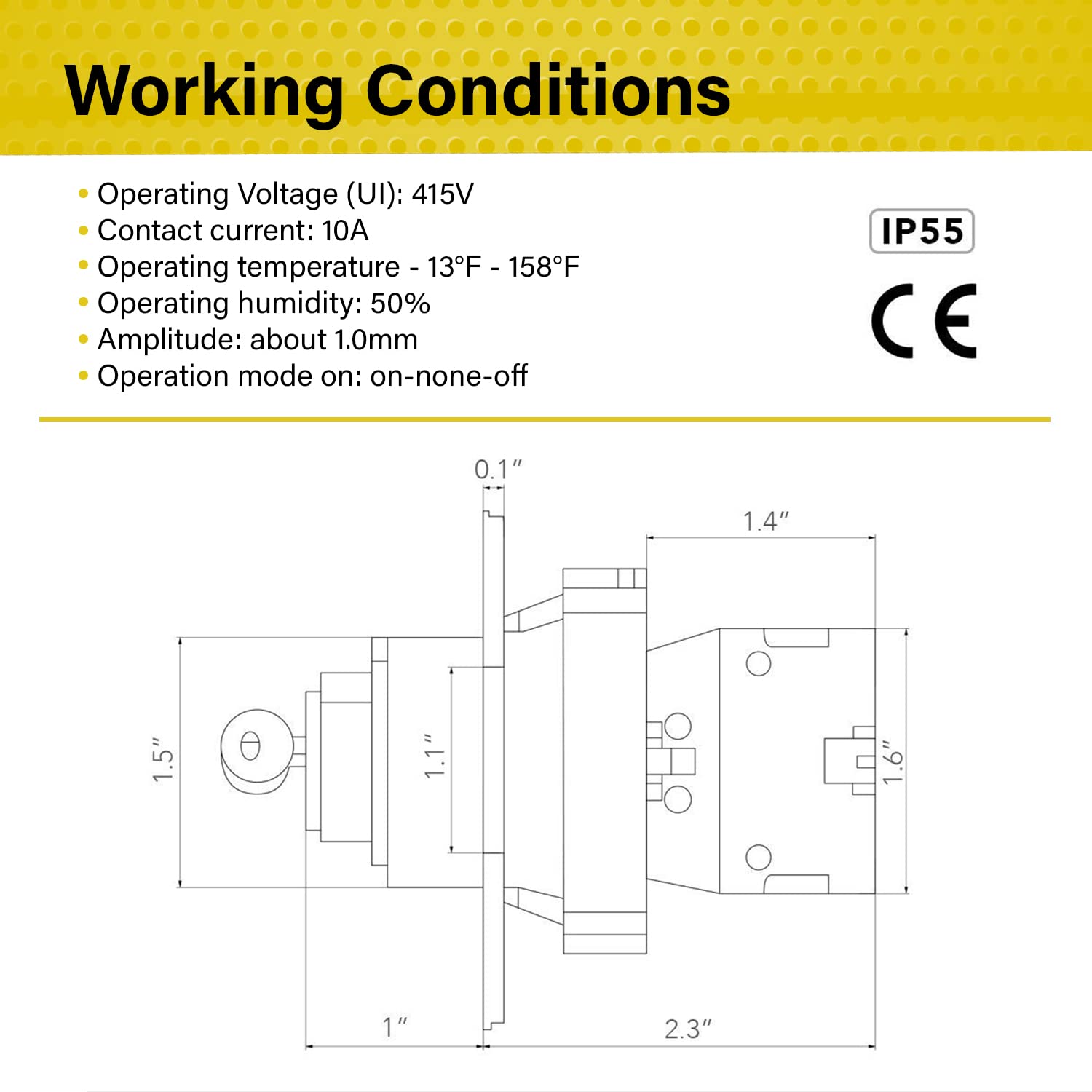 Shopcorp 2 Position Maintained Selector Rotary Key Switch, Self-Lock ...