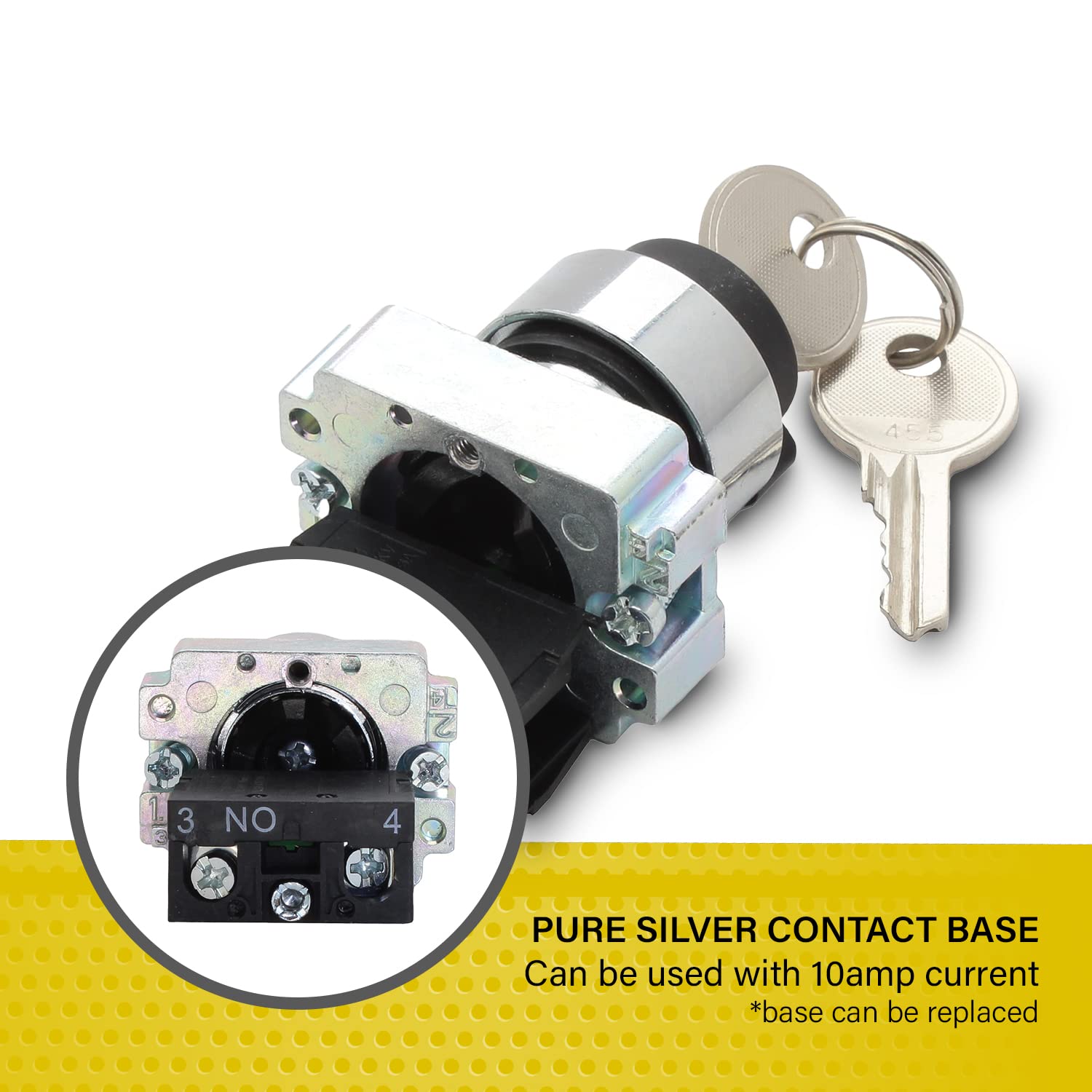 Shopcorp 2 Position Maintained Selector Rotary Key Switch, Self-Lock ...